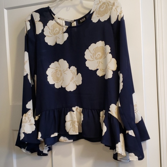 a.n.a | Tops | Blouse With Bell Trim Sleeves Bell Bottom | Poshmark